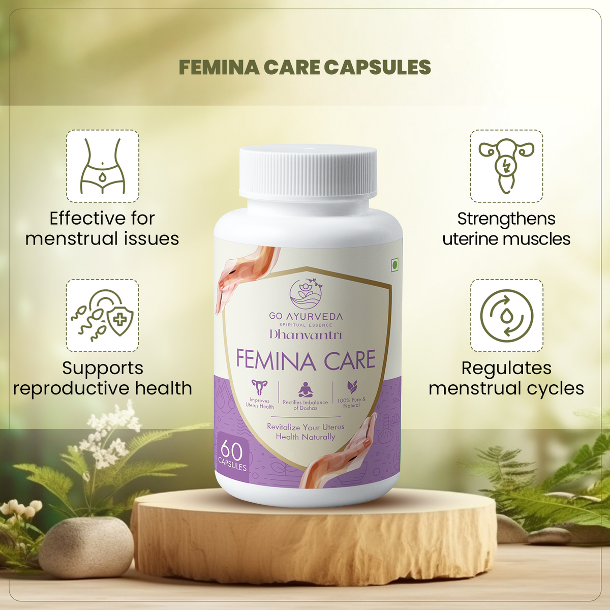 Femina Care Capsules with Triphala, Bilva and more – Go Ayurveda Dhanvantri