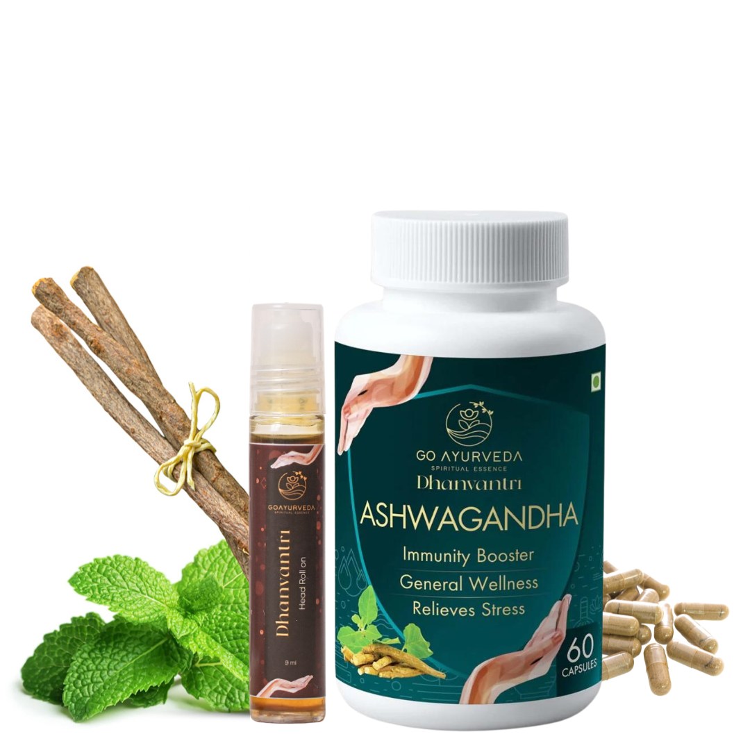 Ashwagandha Capsules & Head Roll On Combo | For Deep Sleep & Relaxatio ...