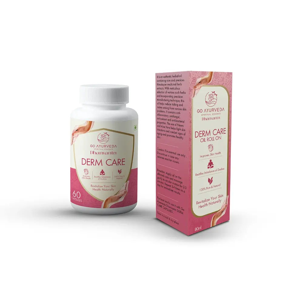 Derm Care Capsules & Derm Care Oil Roll On Combo | Fights Psoriasis, E ...